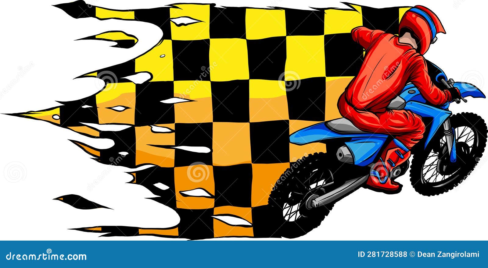 Vector Illustration of Motocross with Race Flag Stock Vector ...
