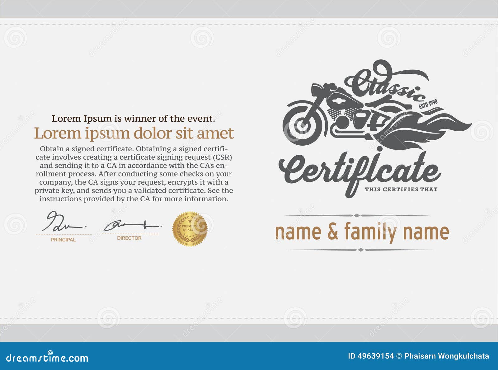 Illustration of Motor Club Certificate Stock Vector - Illustration of ...