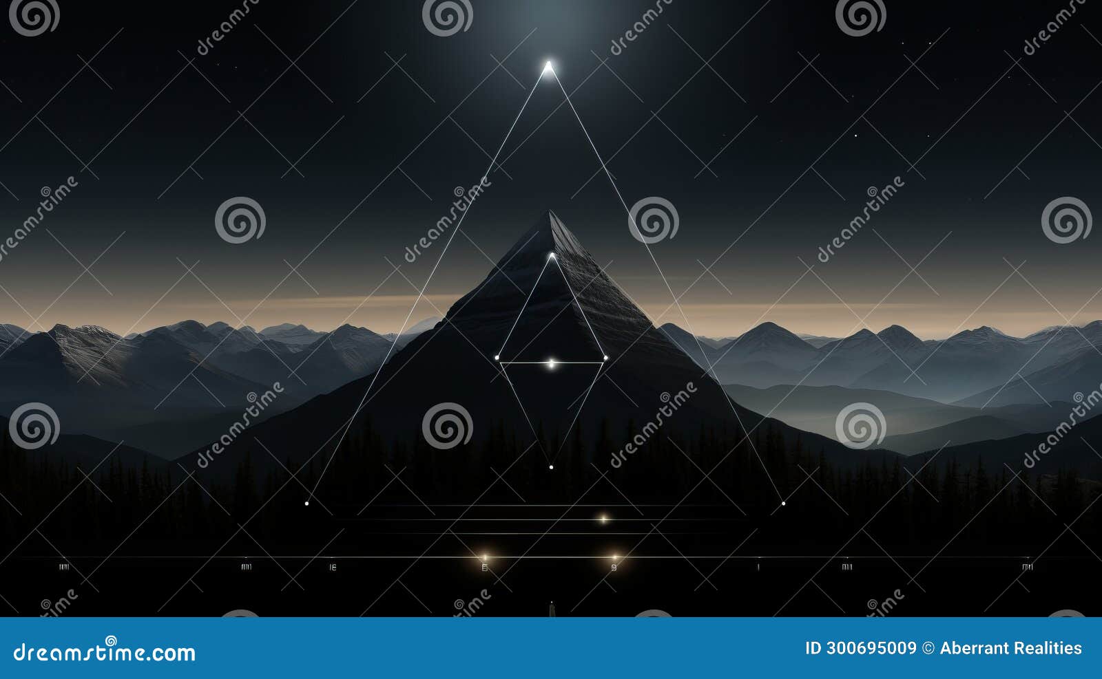 An Illustration of a Mountain Range with a Triangle in the Middle Stock ...