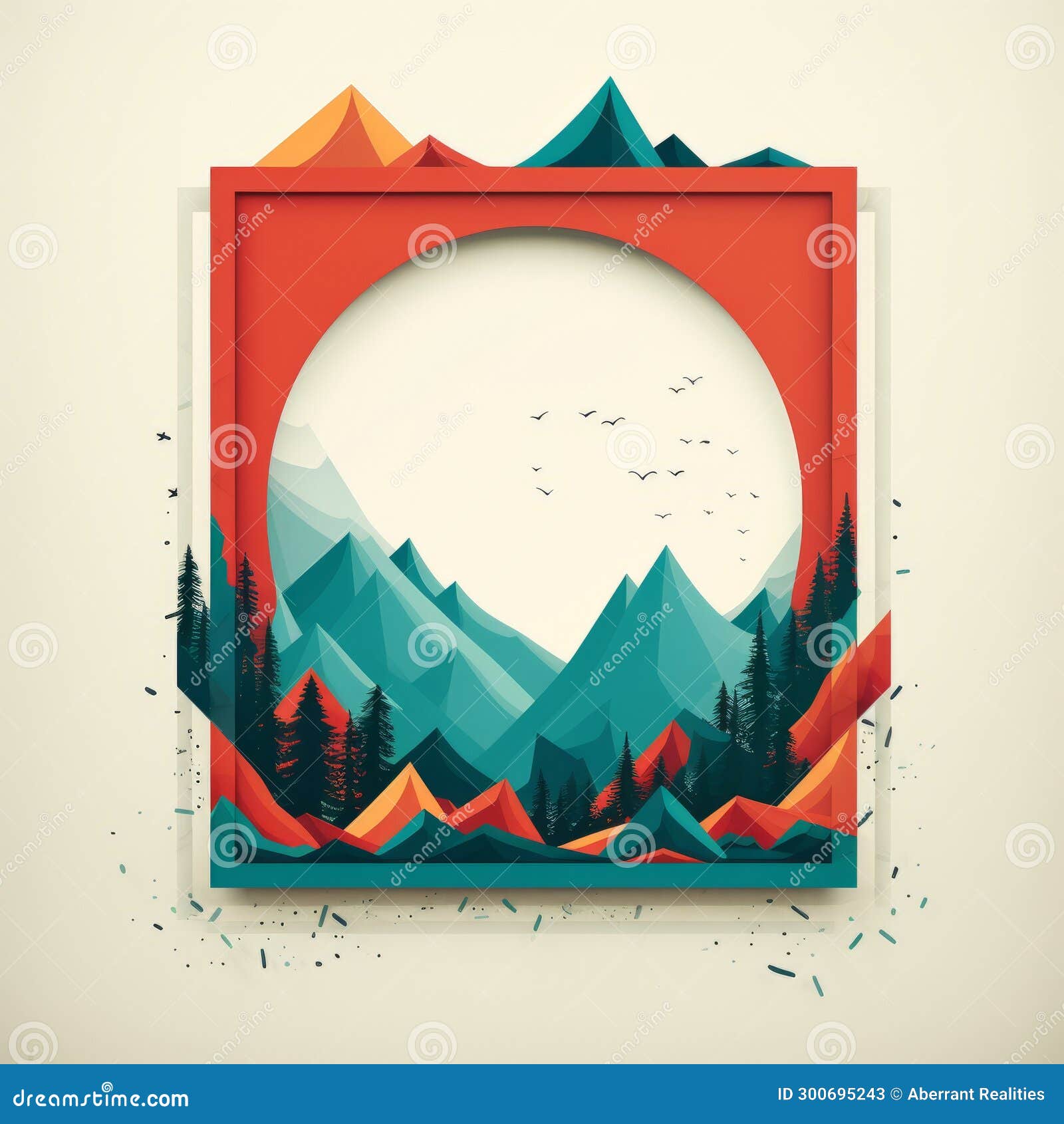 An Illustration of Mountains and Trees in a Frame Stock Illustration ...