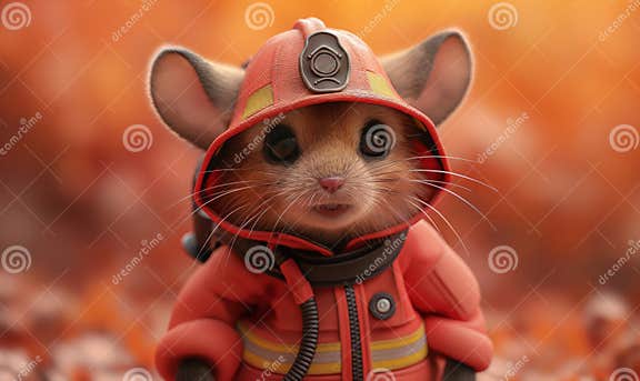 Illustration, Mouse Fireman on a Colored Background. Stock Photo ...