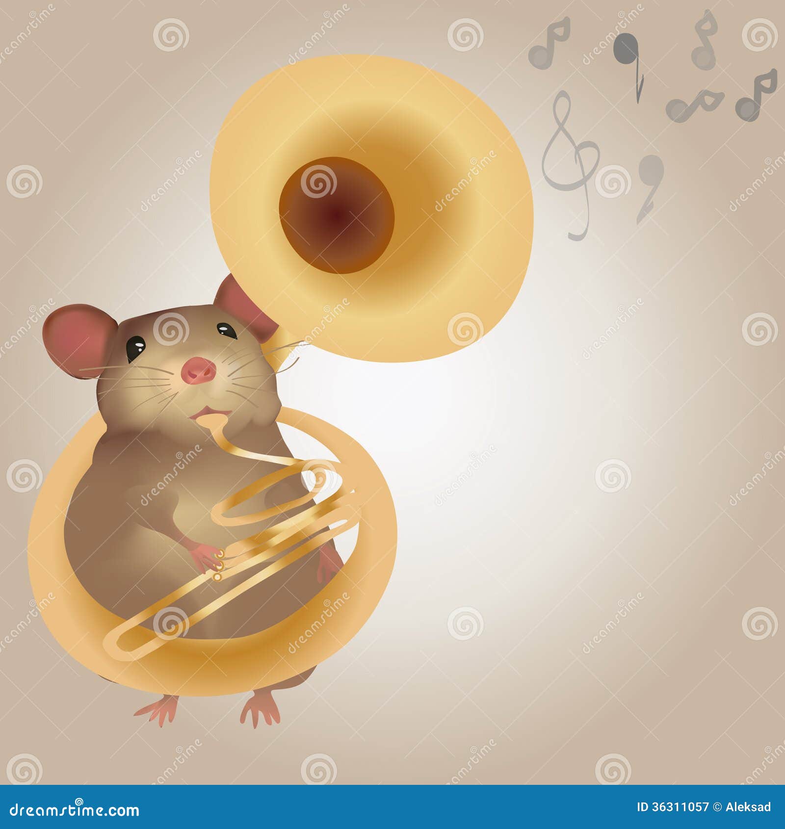 Illustration of a Mouse Playing on Tuba Stock Vector - Illustration of ...
