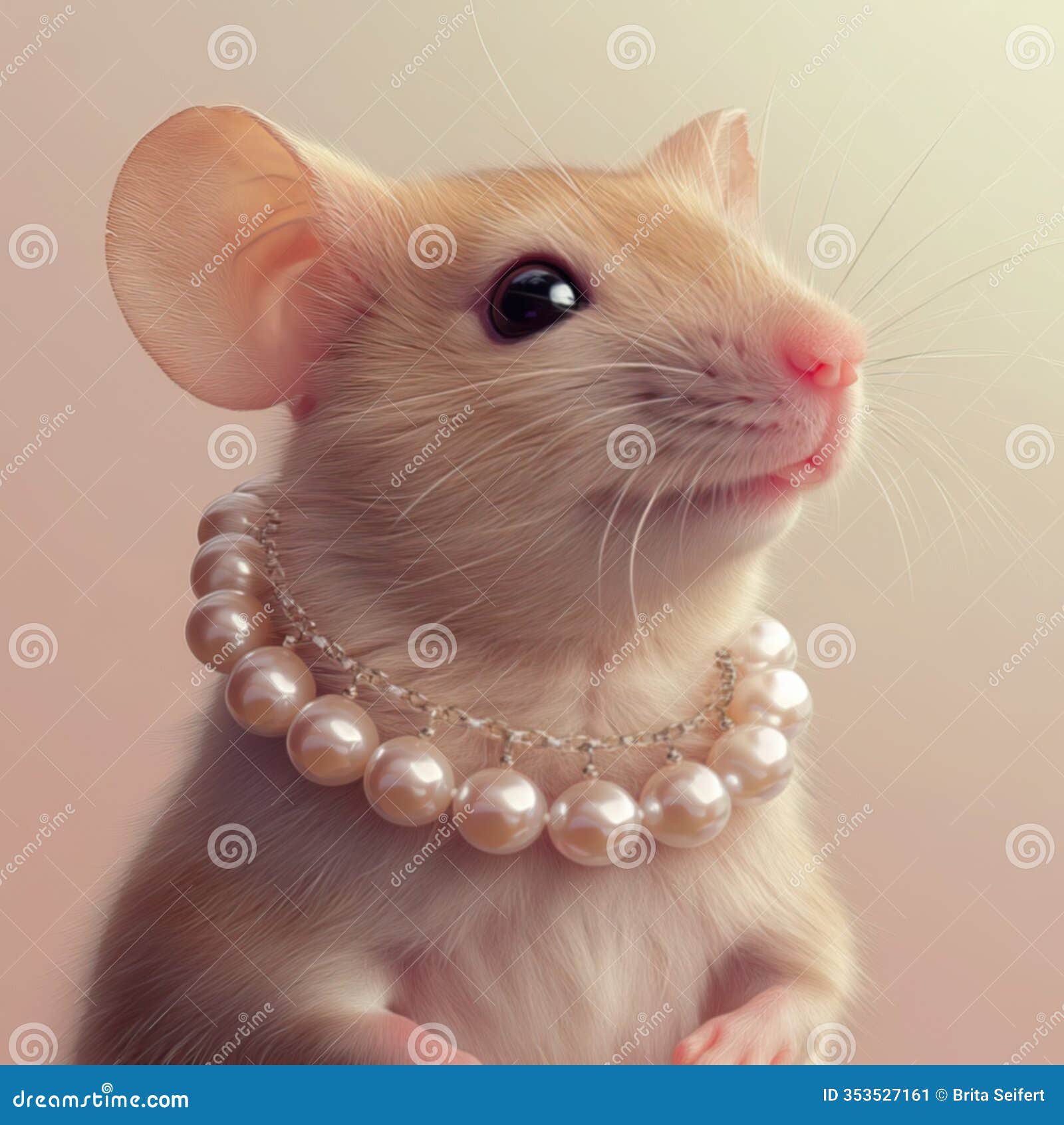 Illustration of a Mouse Wearing a Delicate Elegant Pearl Necklace Stock ...