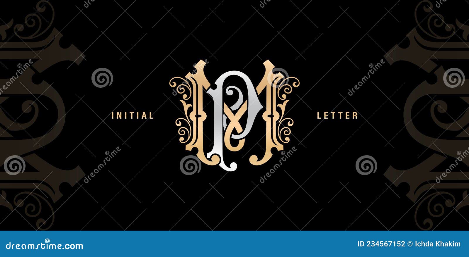 Illustration of MP or PM Monogram Classic Style, Initial Wedding of ...