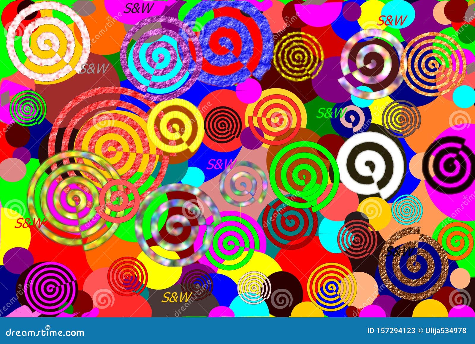 Illustration of Multi-colored Circles and Spirals. Stock Illustration ...