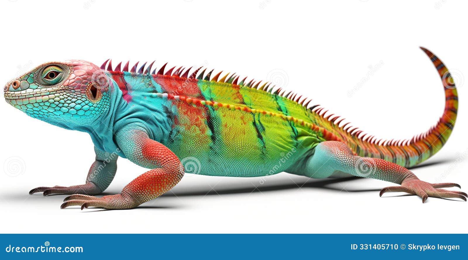 Illustration of Multicolored Chameleon Changes Colors on a White ...