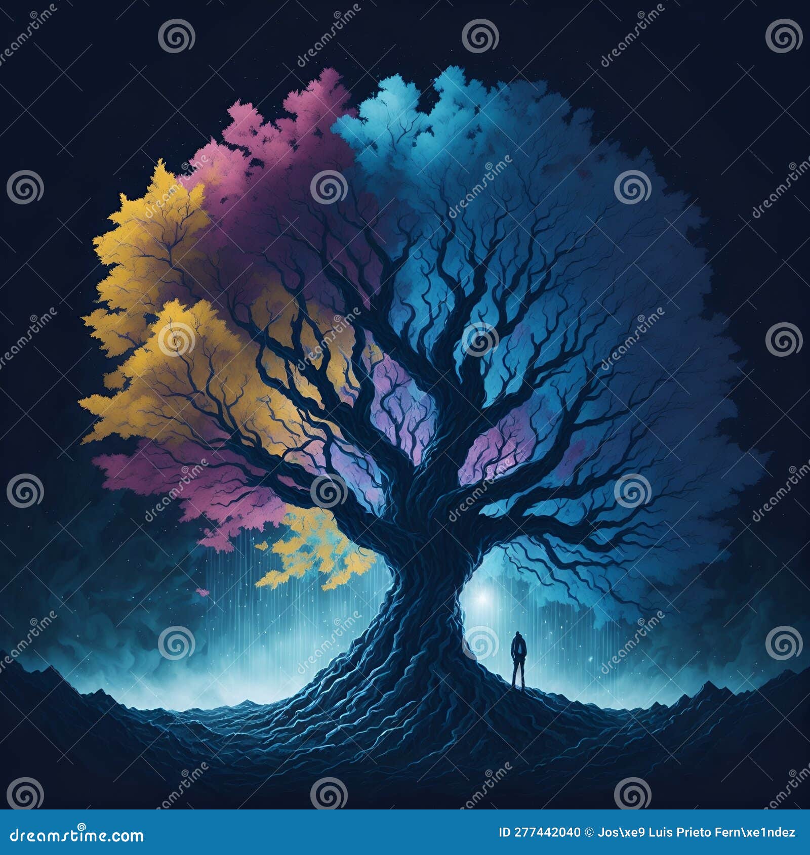 Multicolored Mysterious Tree Stock Illustrations – 15 Multicolored ...