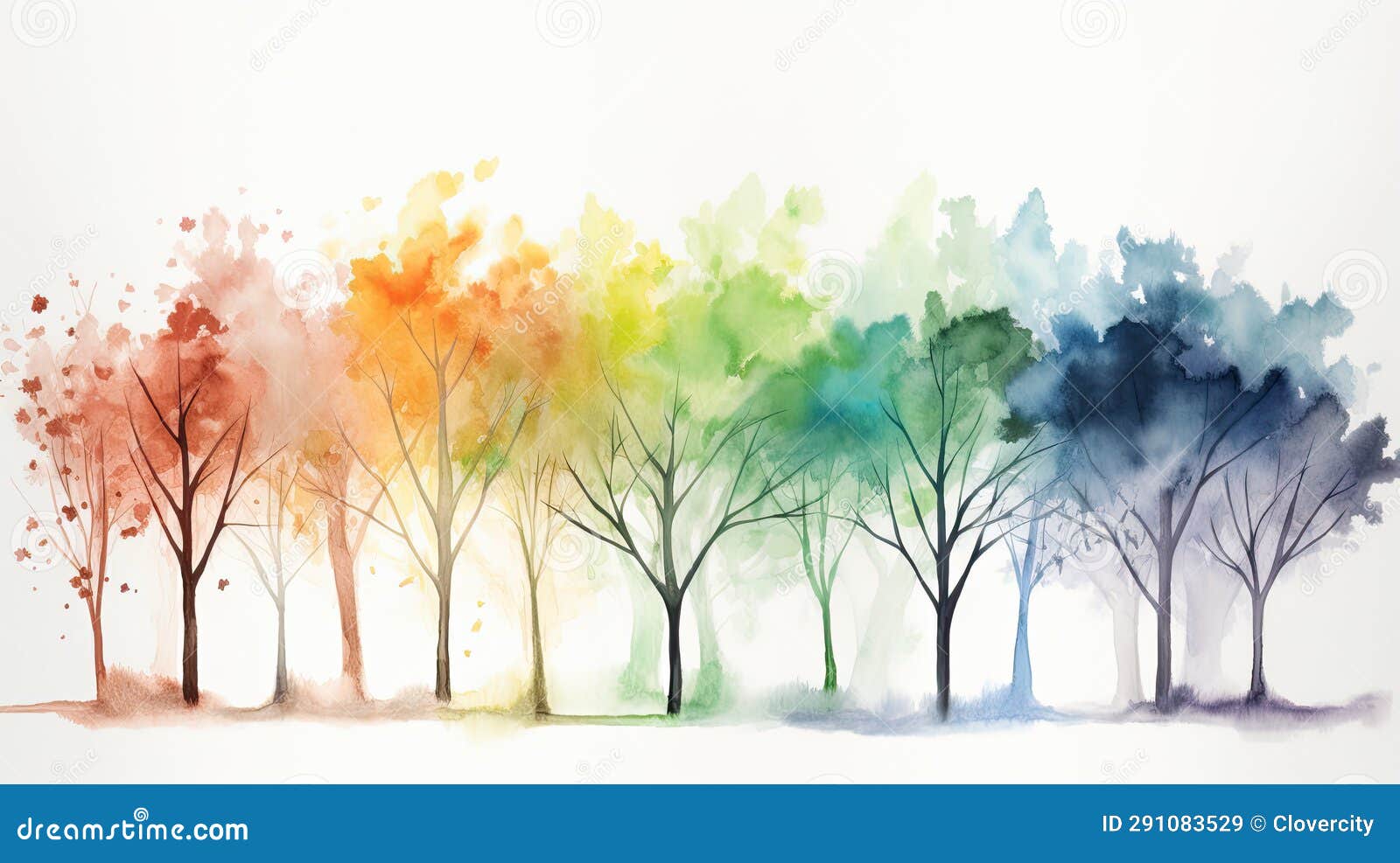Illustration of Multicolored Trees on a White Background Stock ...