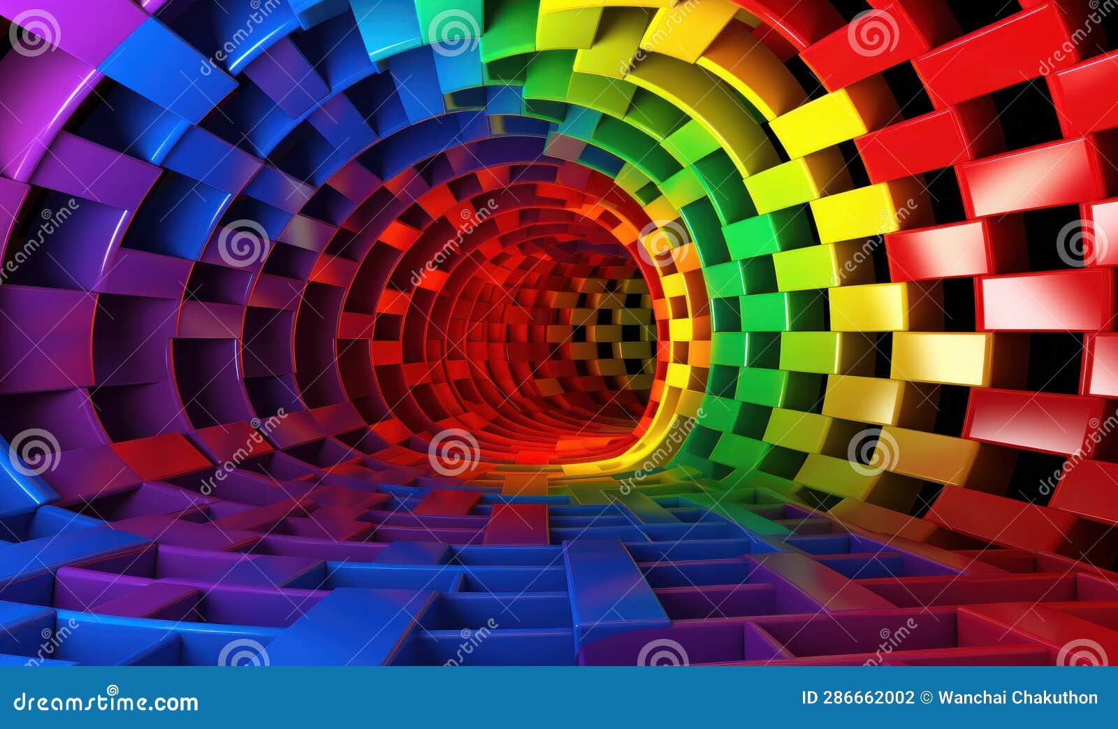 Illustration of a Multicolored Tunnel on a White Background. Stock ...