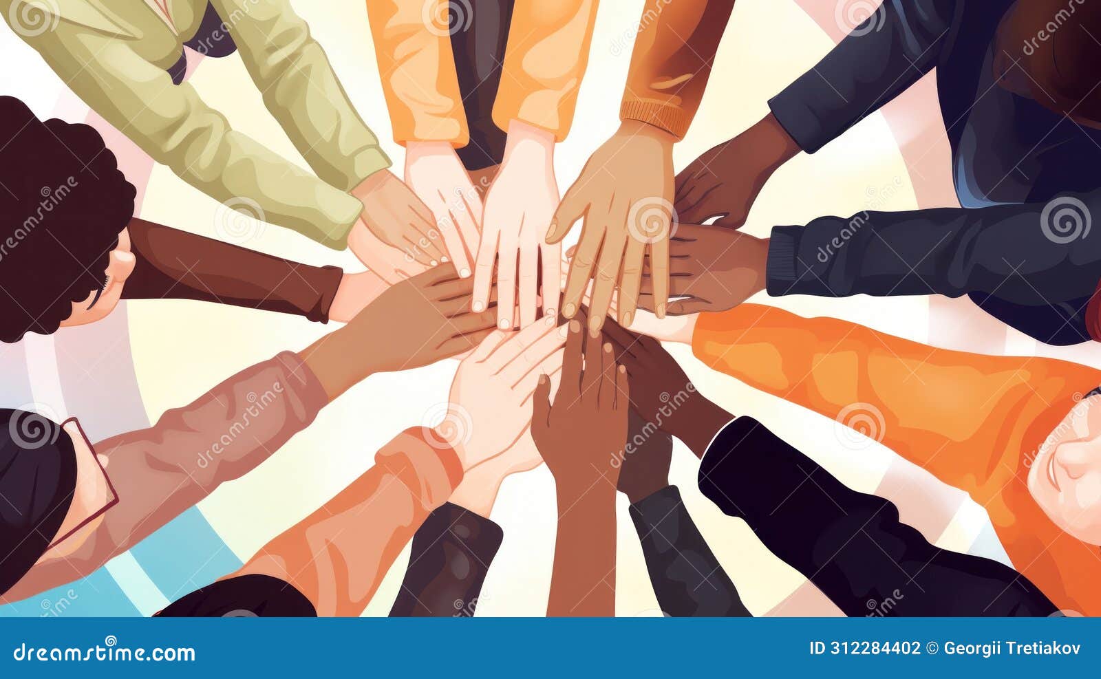 Hands Together in Unity stock illustration. Illustration of support ...