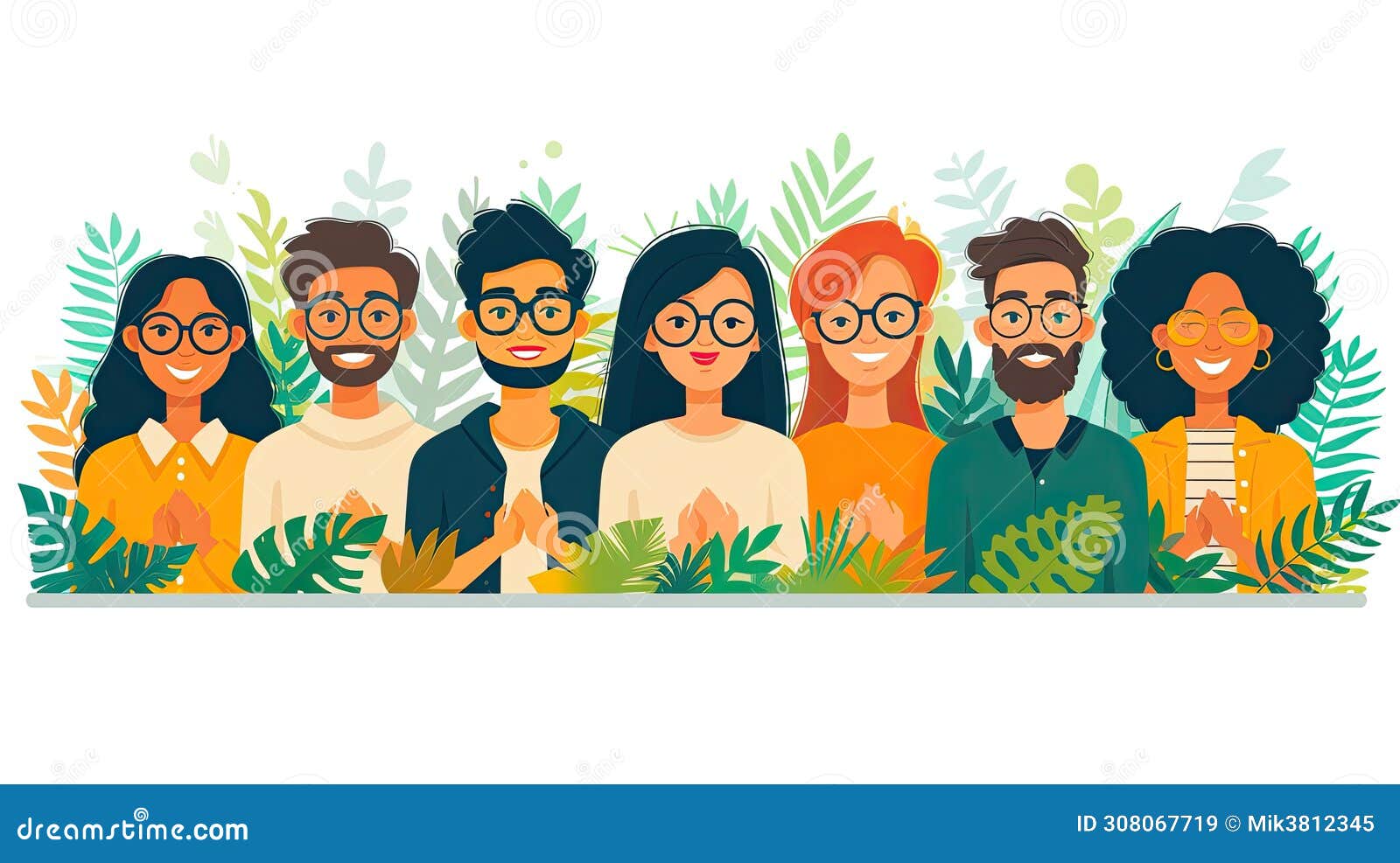 Illustration of Multicultural Team Applauding. Stock Illustration ...