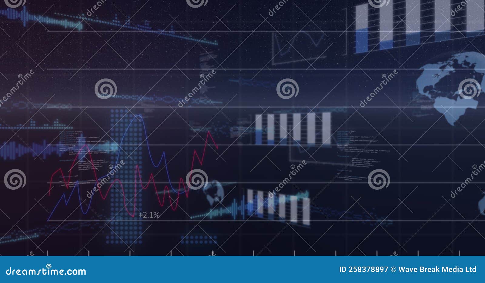 Illustration of Multiple Graphs with Database, Globe and Map Against ...