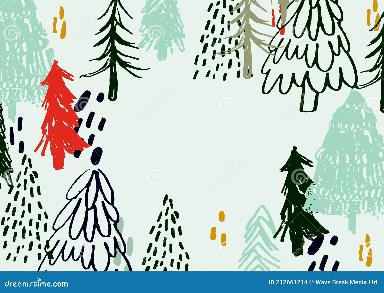 Illustration of Multiple Trees with Copy Space on Green Background ...
