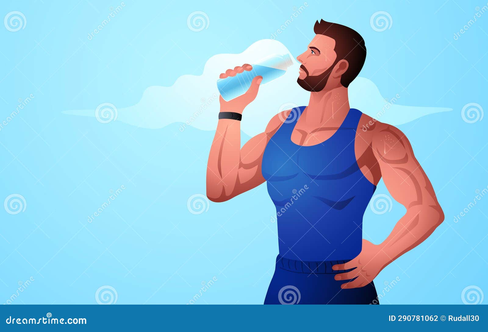 Illustration of Muscular Man Drinking Water after a Workout Stock ... Illustration of Muscular Man Drinking Water after a Workout Stock ...