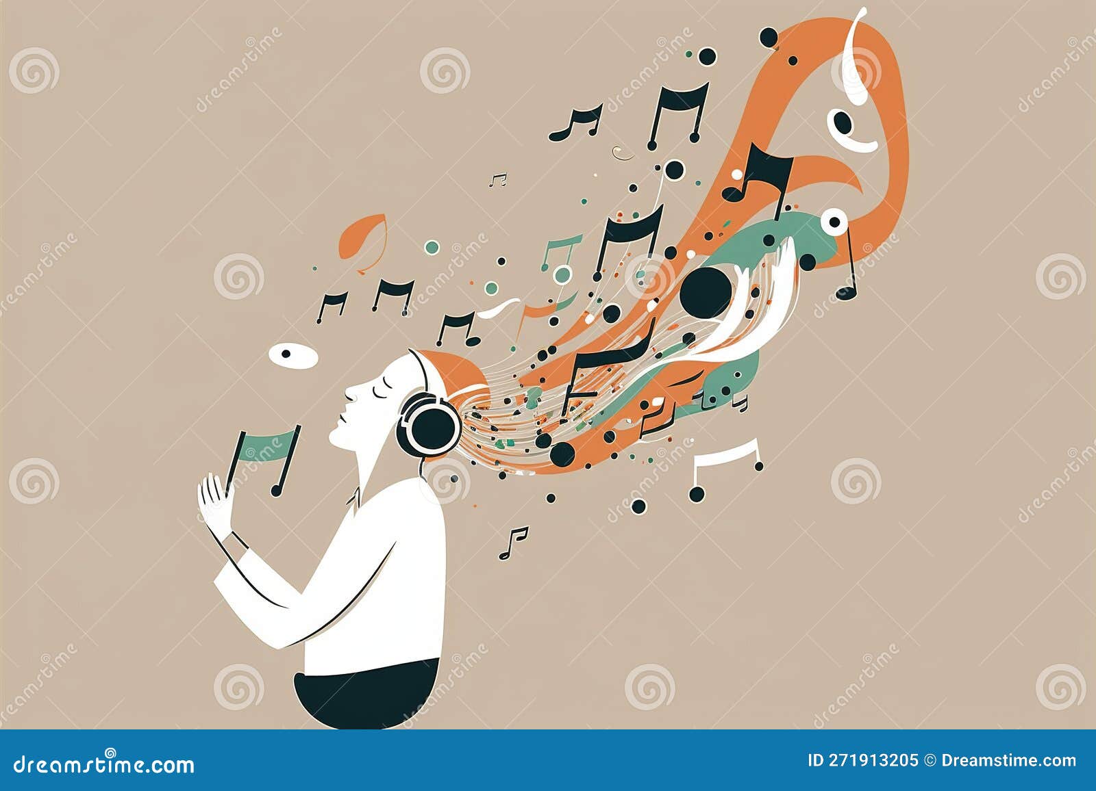 Illustration of a Music Lover with Musical Notes Around it. Ai ...
