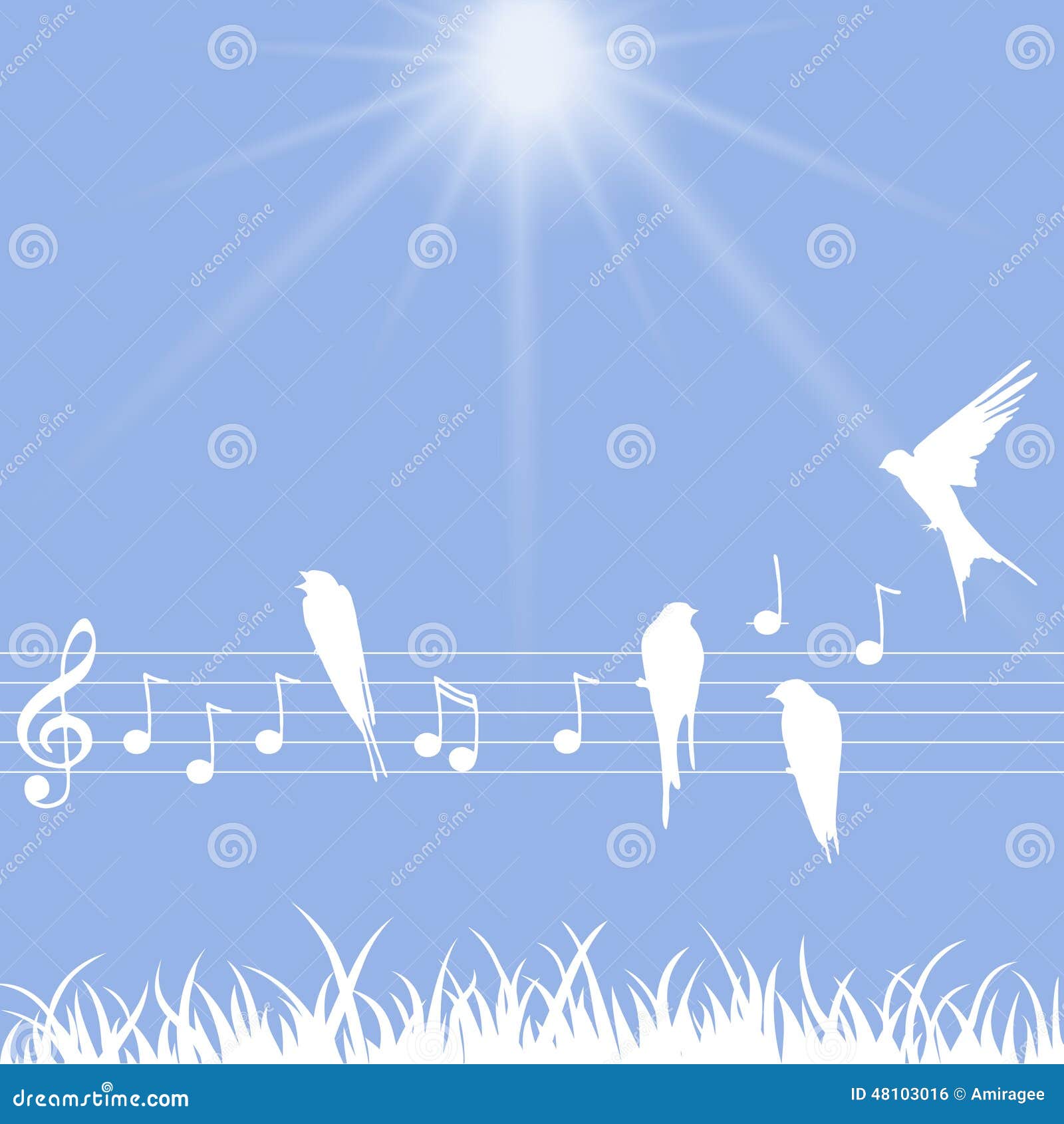 Illustration of Music Notes with Birds Stock Vector - Illustration of ...