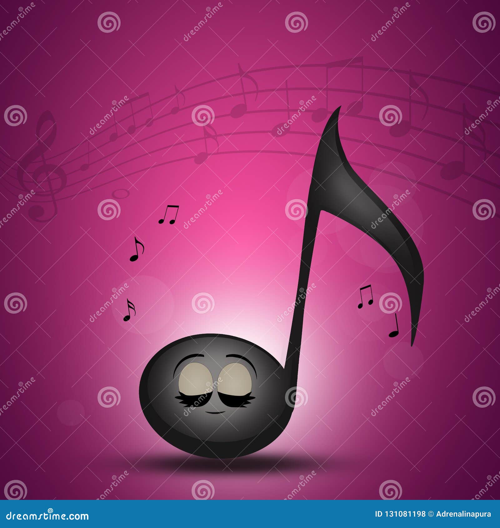 Musical Note with Funny Face Stock Illustration - Illustration of funny ...