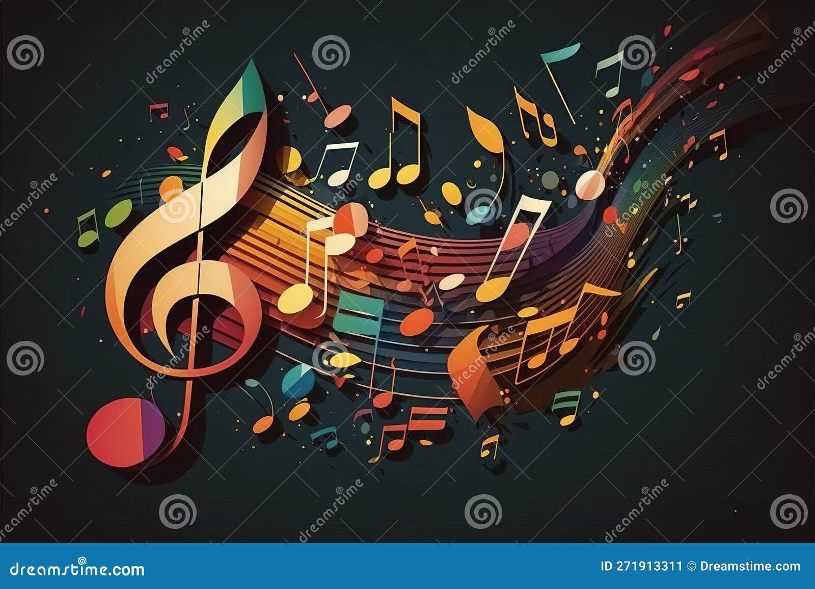 Illustration of Musical Notes on Funny Stave. Ai Generated Stock ...