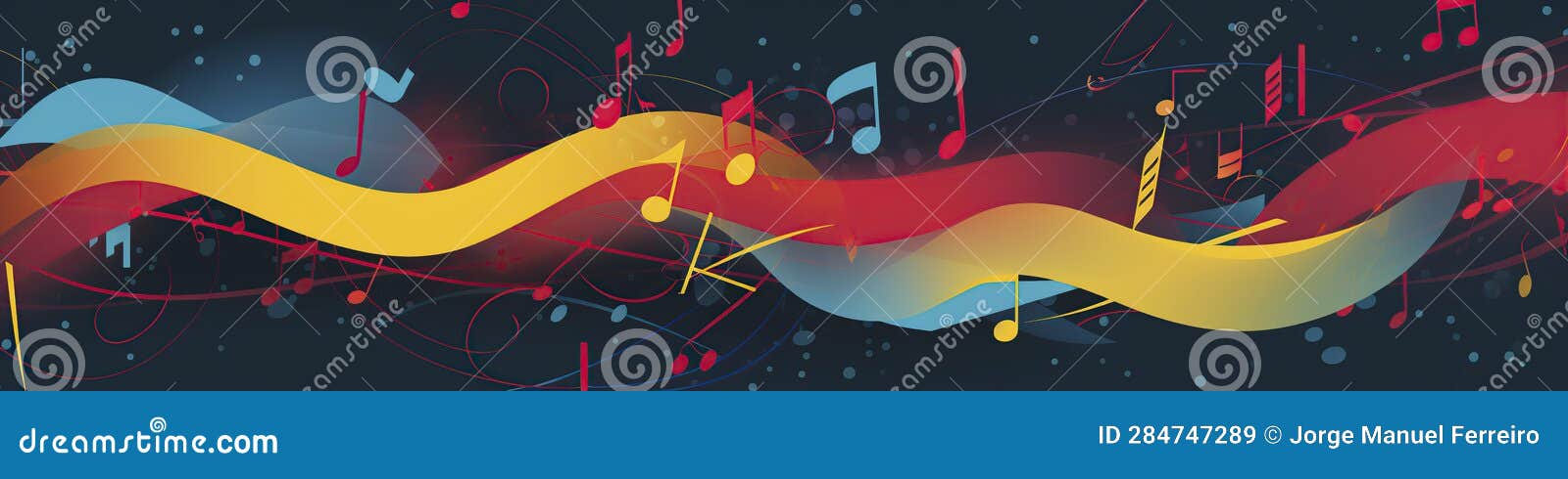 Illustration, Musical Notes in Yellow, Blue and Red, Website Headers ...