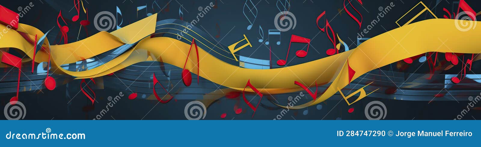 Illustration, Musical Notes in Yellow, Blue and Red, Website Headers ...