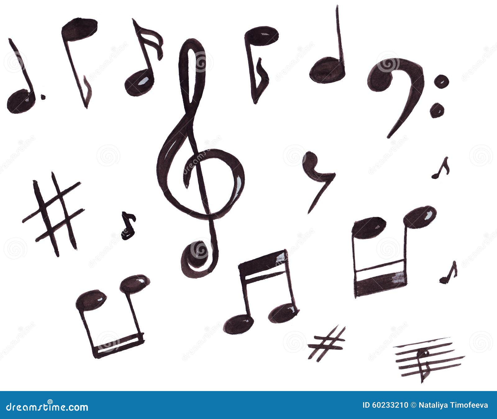 Illustration of Musical Symbols, Treble Clef and Notes Stock ...
