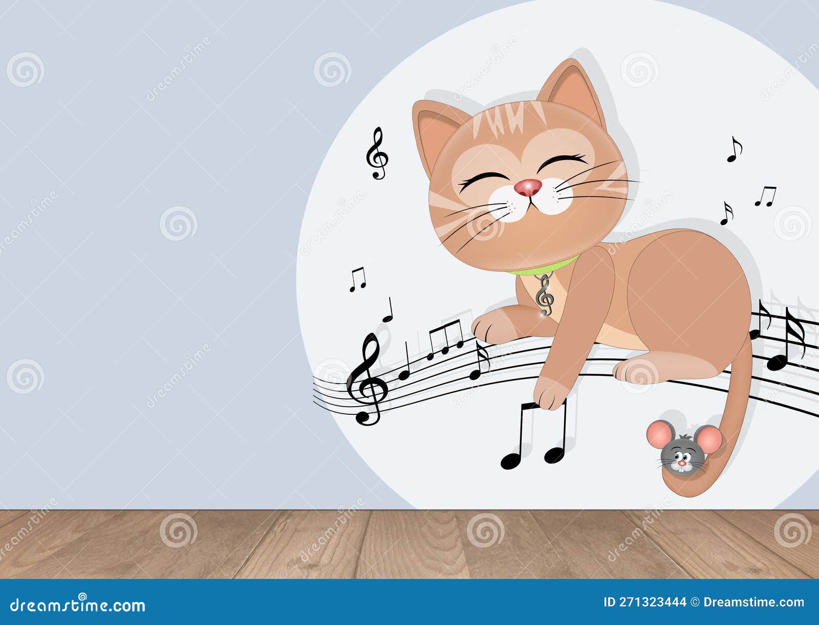 Illustration of Musician Cat on Musical Notes Stock Illustration ...