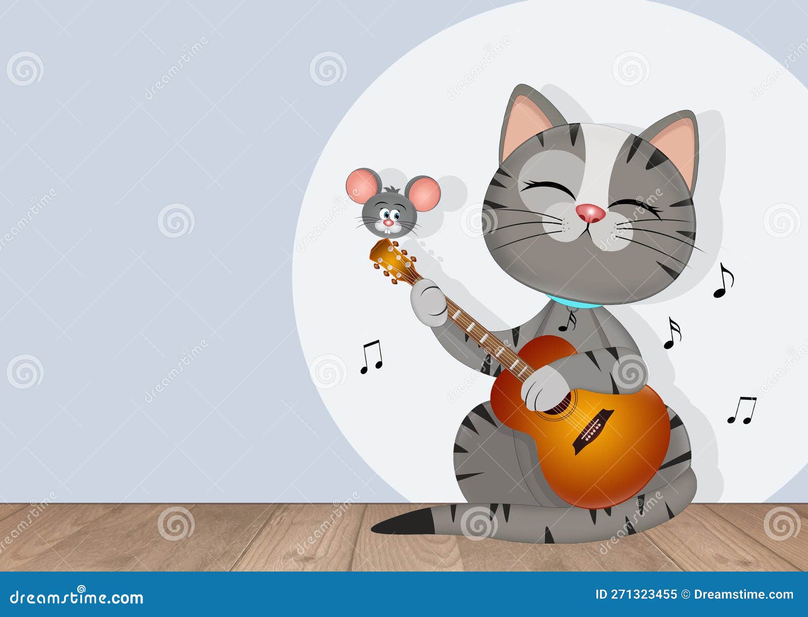 Illustration of Musician Cat Playing the Guitar Stock Illustration ...