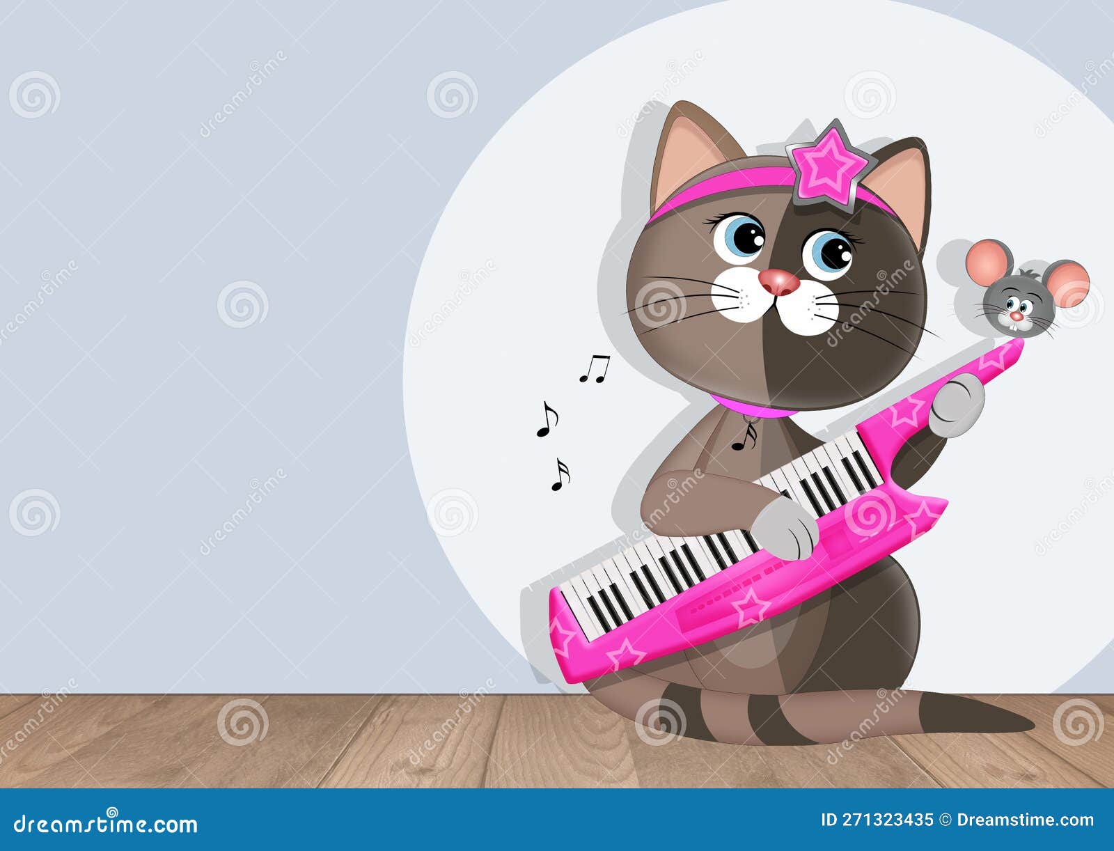 Illustration of Musician Cat Playing the Keyboard Stock Illustration ...