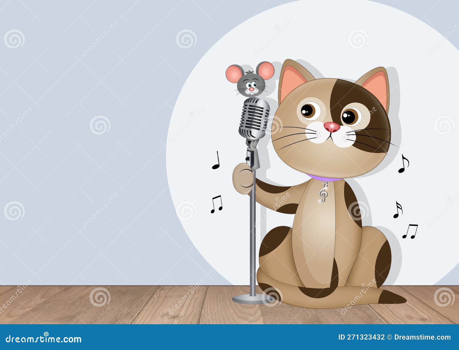 Illustration of the Musician Cat Singing into the Microphone Stock ...