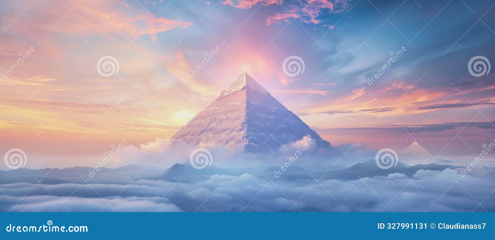 Illustration of Mystical Pyramid in a Layer of Clouds, Behind it a ...