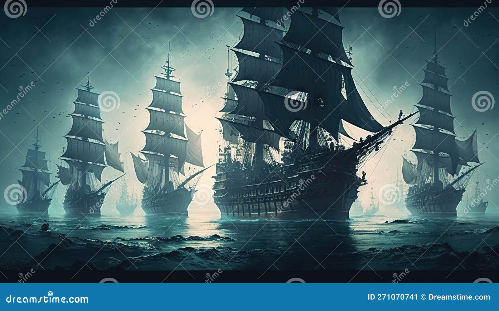 Illustration of the Mystical Ships Stock Illustration - Illustration of ...