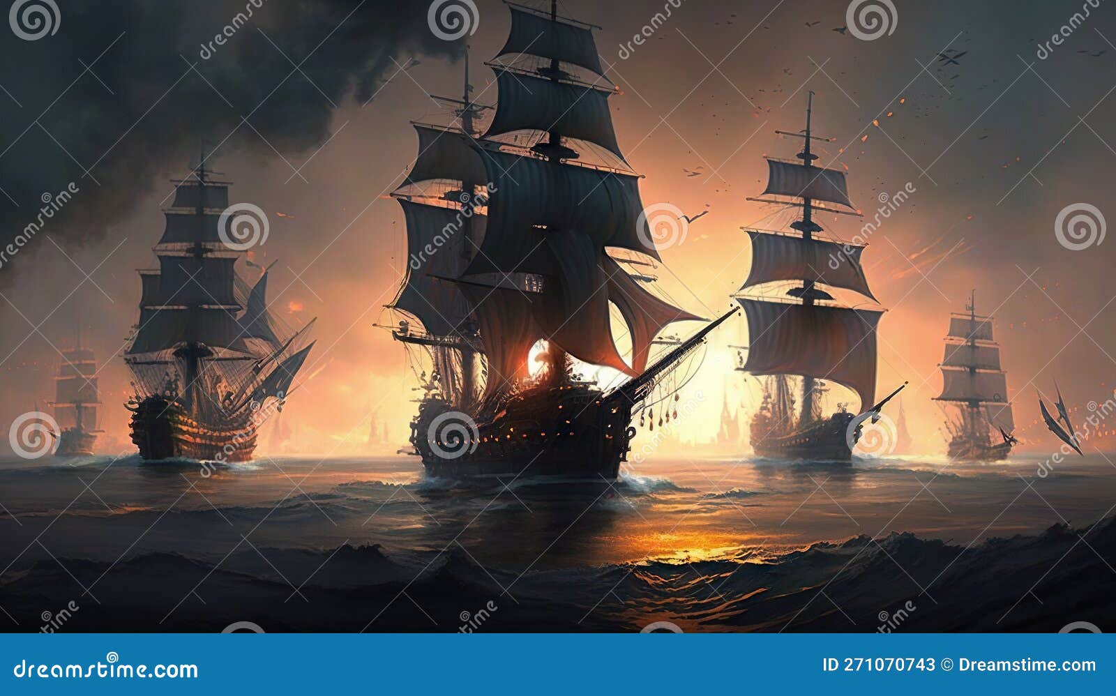 Illustration of the Mystical Ships Stock Illustration - Illustration of ...