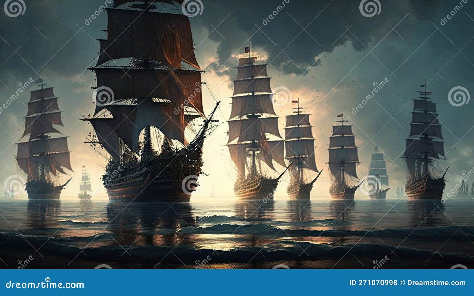 Illustration of the Mystical Ships Stock Illustration - Illustration of ...