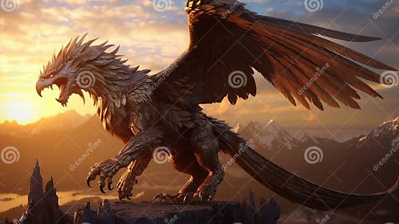 Illustration of the Mythical Creature the Griffin Half Lion Half Eagle ...
