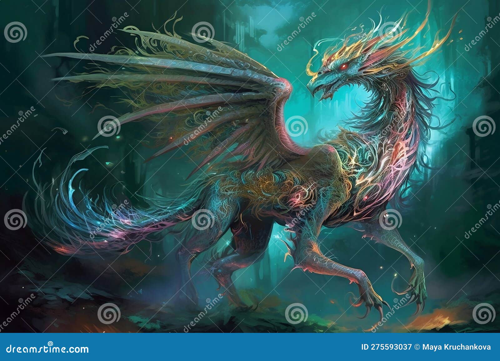 Illustration of Mythical Creature with Wings Stock Illustration ...