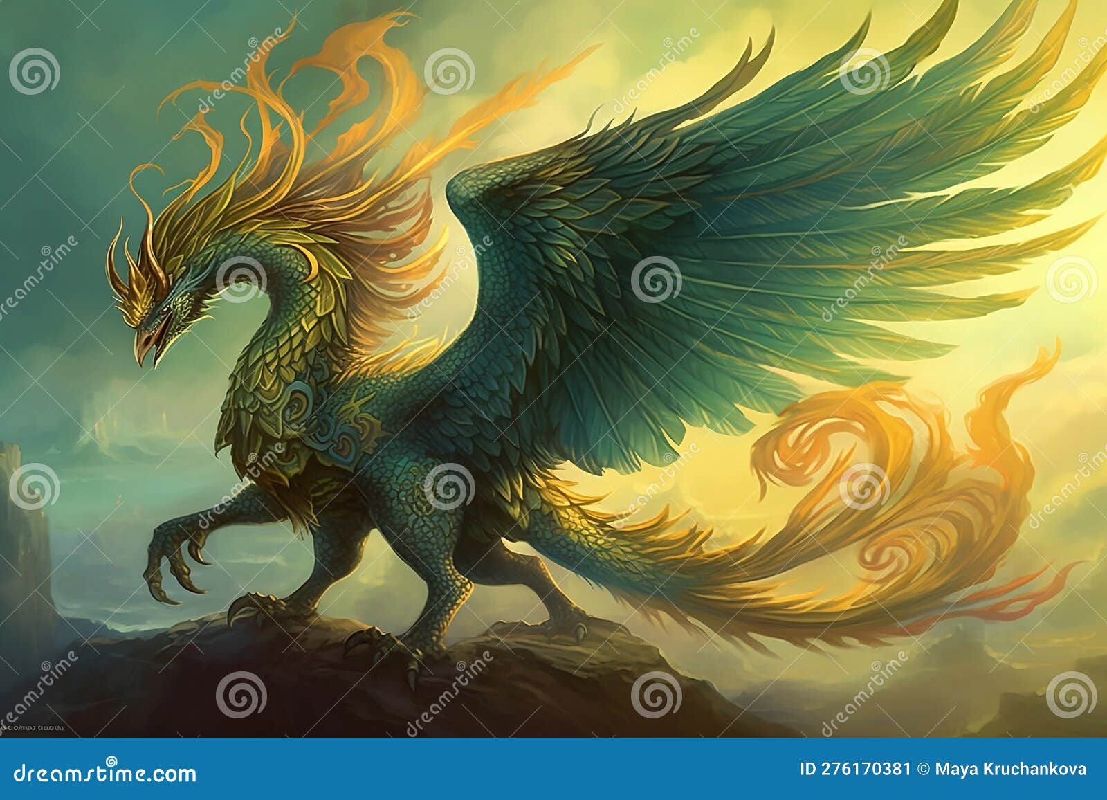 Illustration of Mythical Creature with Wings Stock Image - Image of ...