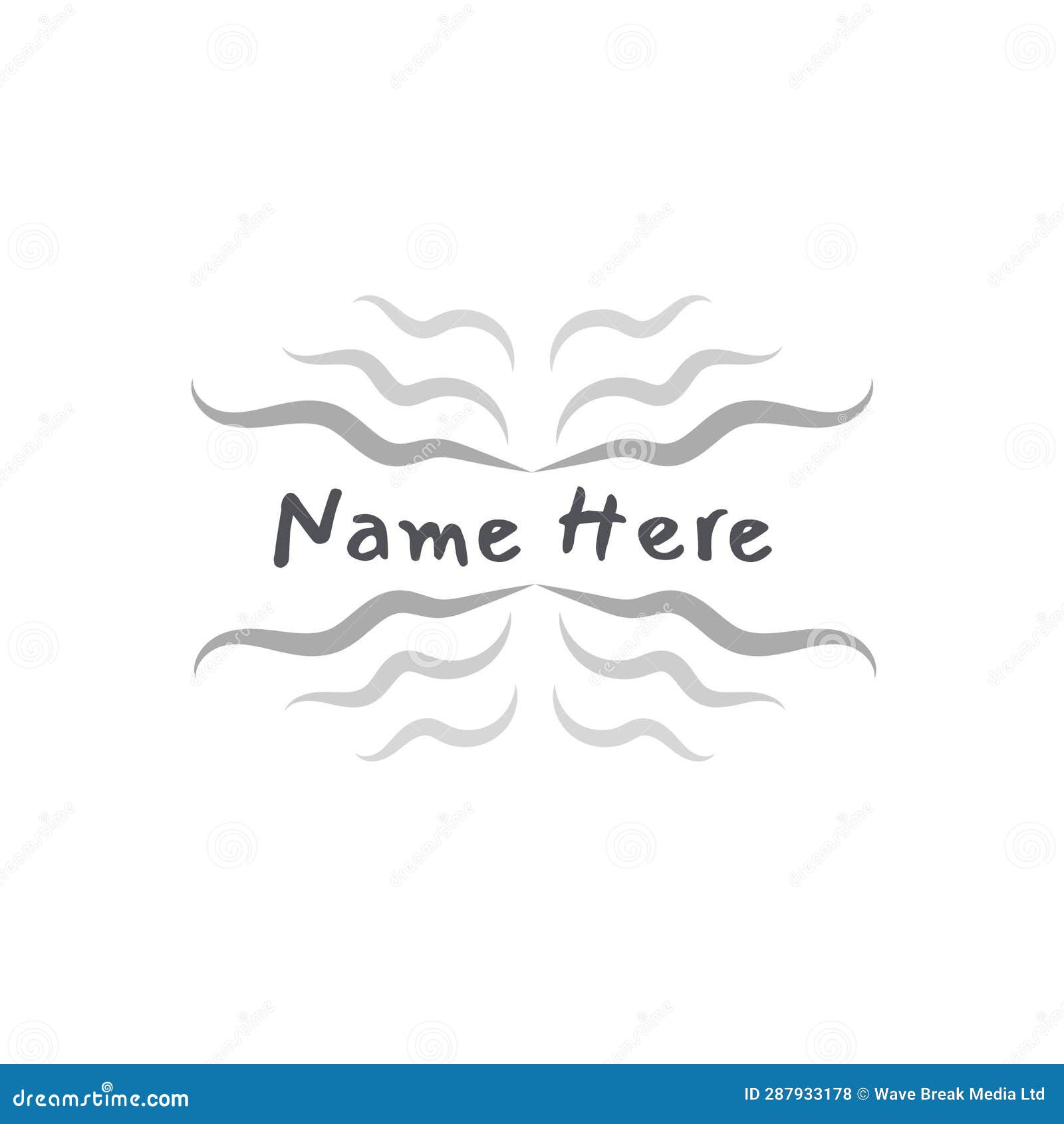 Illustration of Name Here Text with Wave Patterns Against White ...