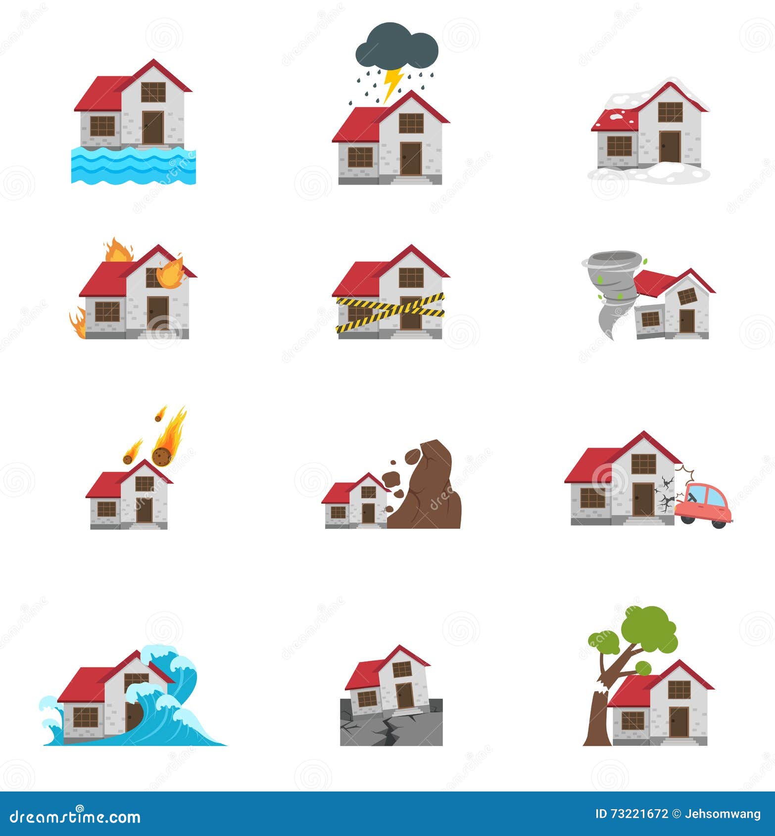 Disaster Icon Set Cartoon Vector | CartoonDealer.com #35237535