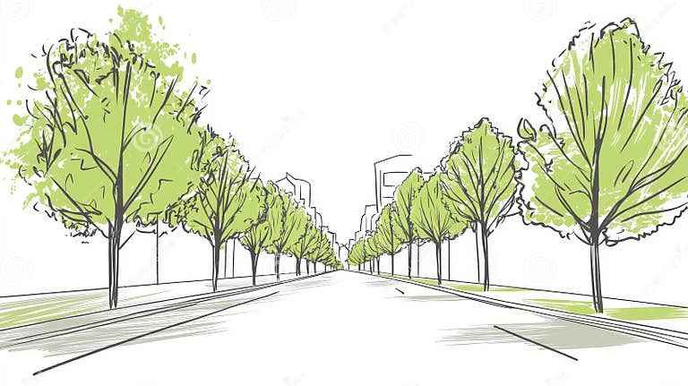 Illustration of a Nature-integrated City Plan Featuring Trees and ...