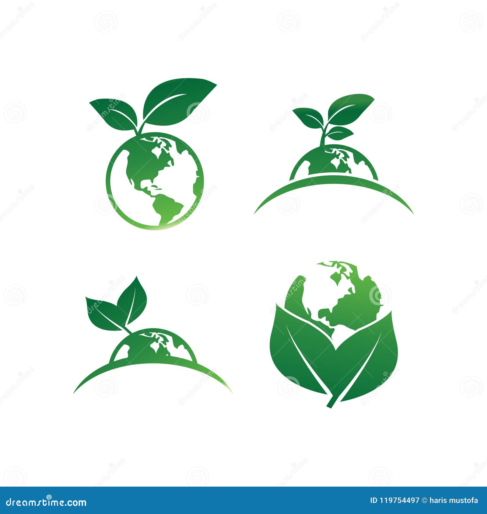Earth Leaf Logo Design Template Stock Vector - Illustration of clean ...
