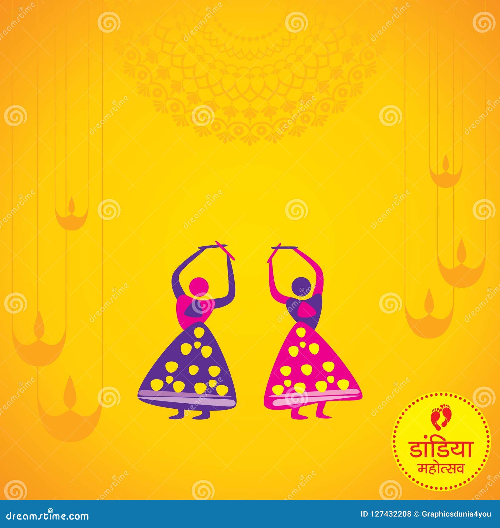 Illustration of Navratri and Garba Utsav Greeting Card Stock Vector ...