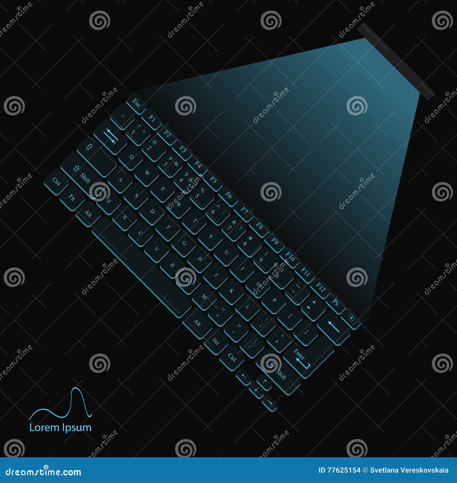 Illustration of a Neon Blue Virtual Laser Keyboard Stock Vector ...