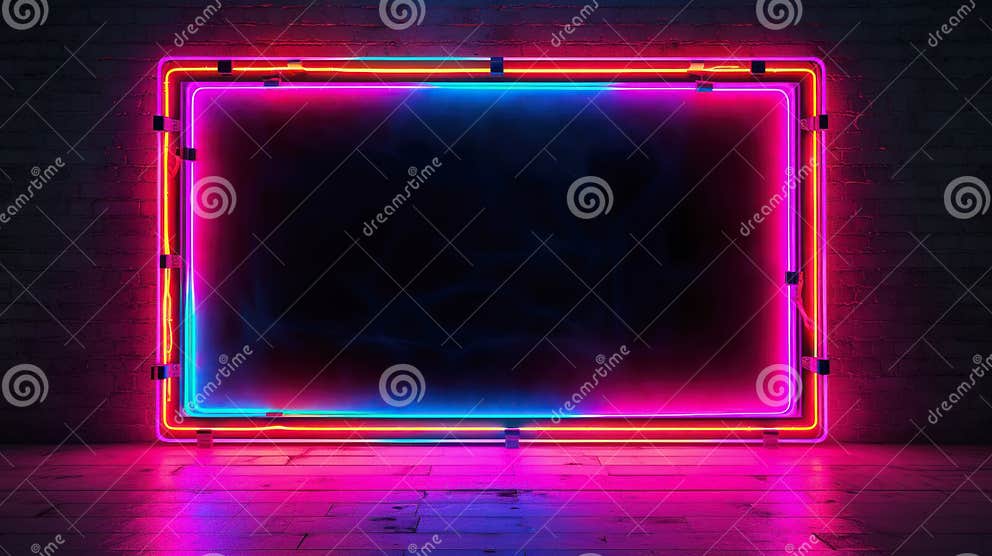 Illustration of a Neon Colored Frame with Copy Space in the Middle ...