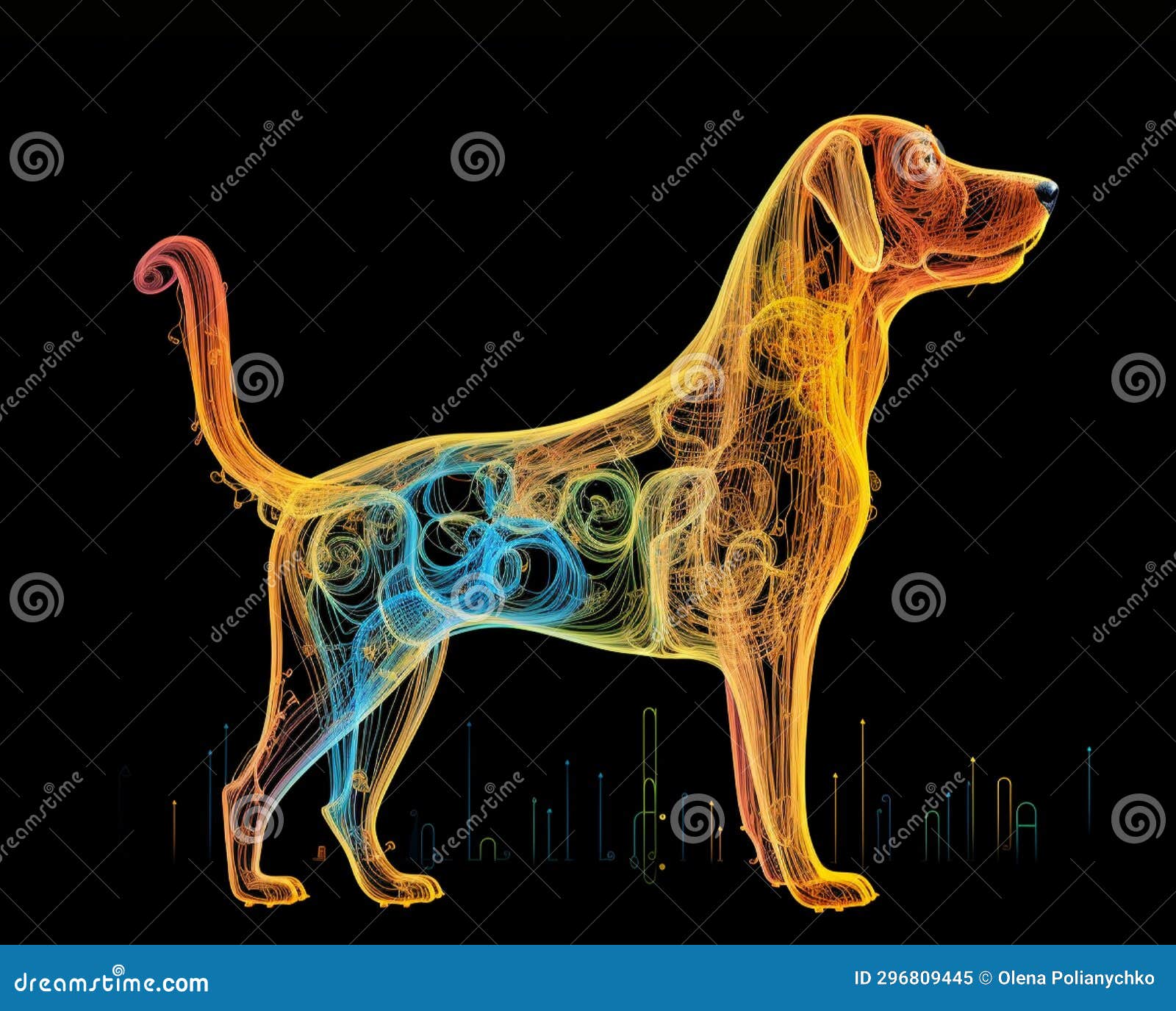 Illustration of a neon dog stock illustration. Illustration of savanna ...