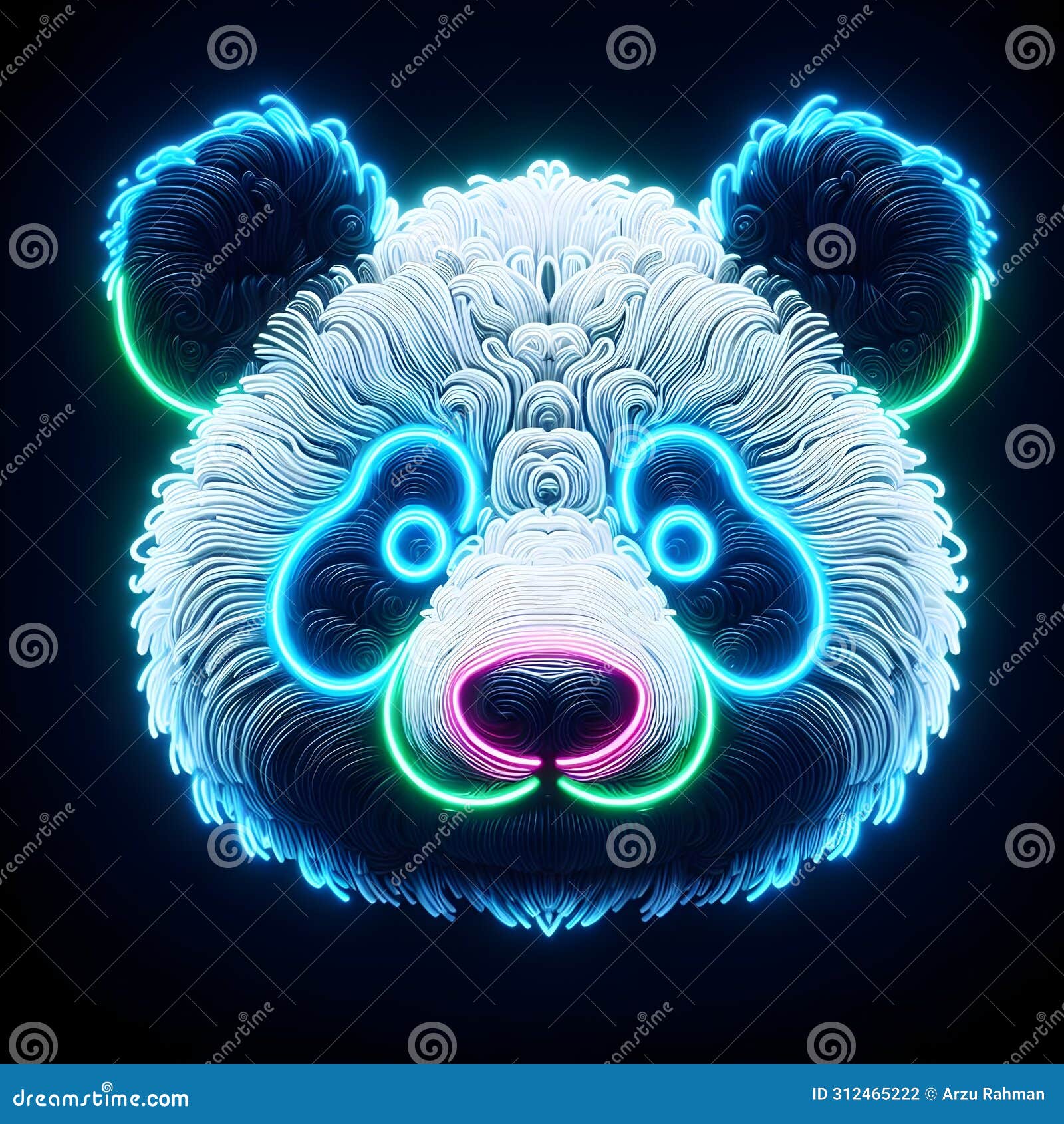 A neon-lit panda stock illustration. Illustration of sublimation ...