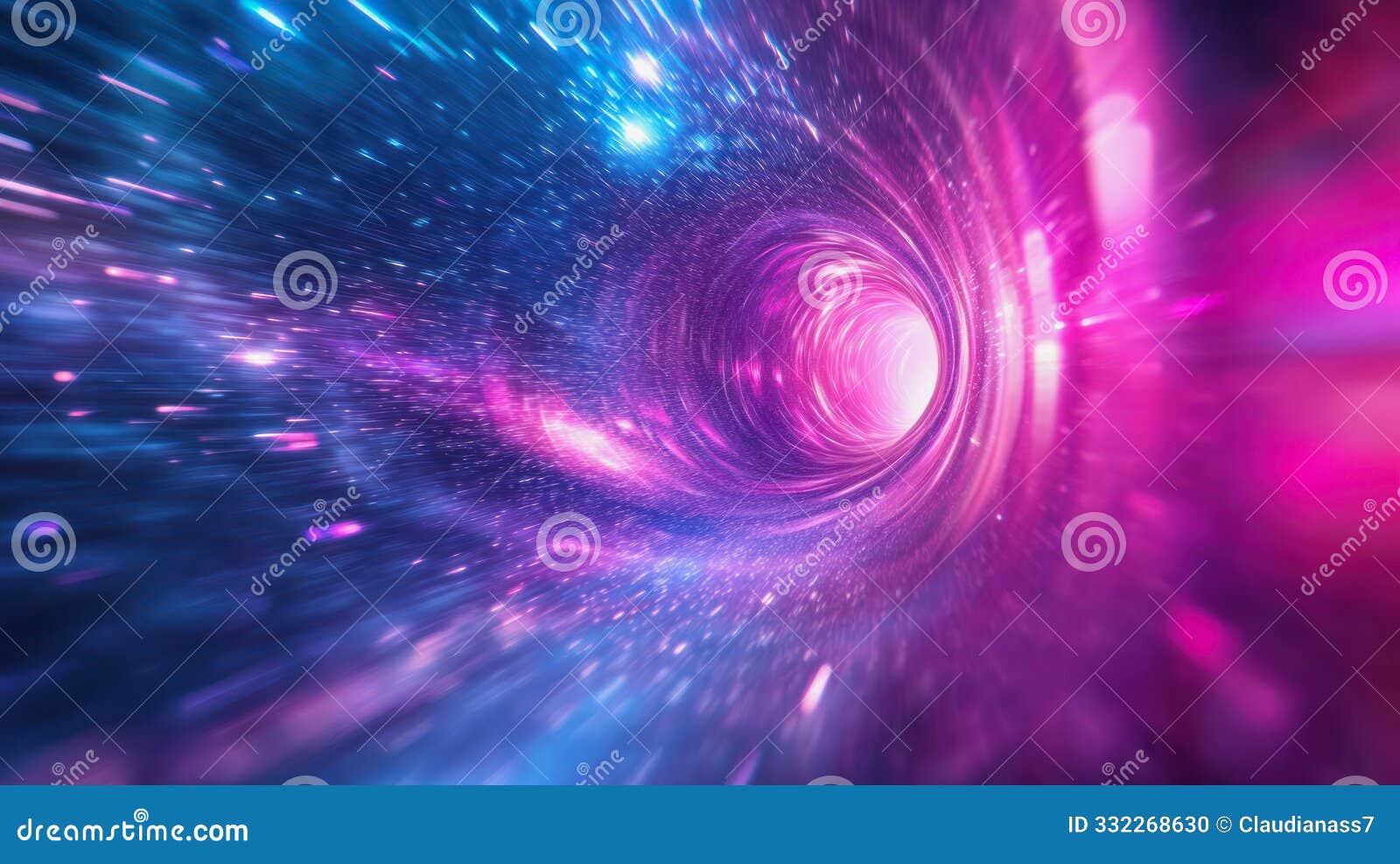 Illustration of a Neon Pink and Blue Vortex As a Time Tunnel Stock ...