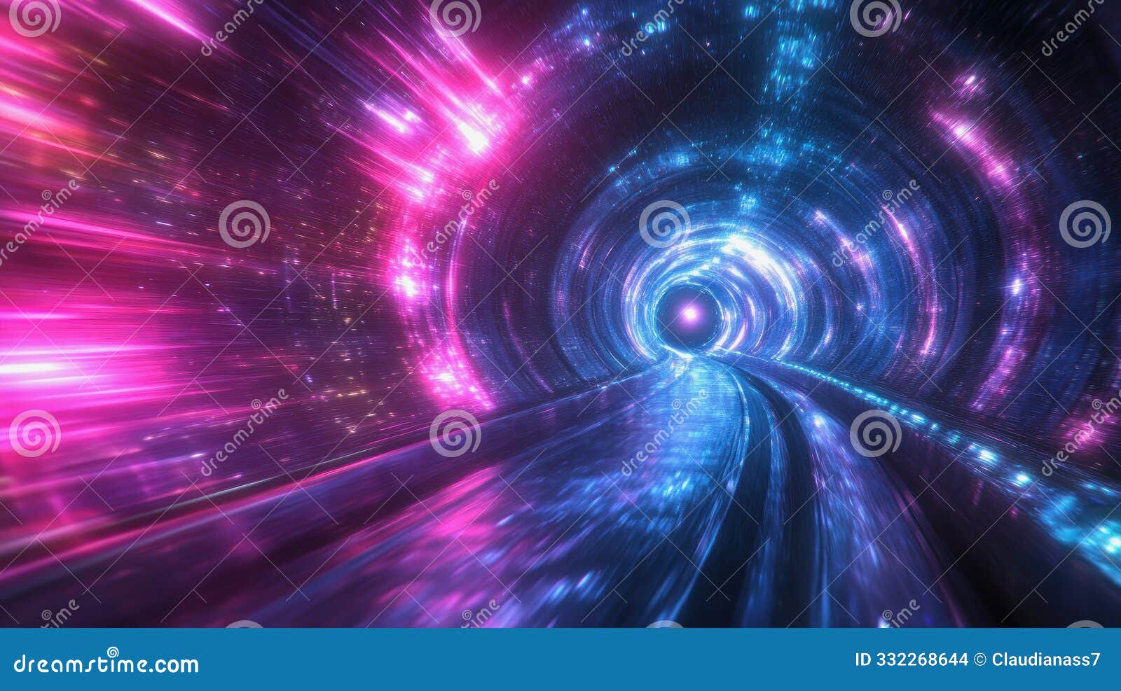 Illustration of a Neon Pink and Blue Vortex As a Time Tunnel Stock ...