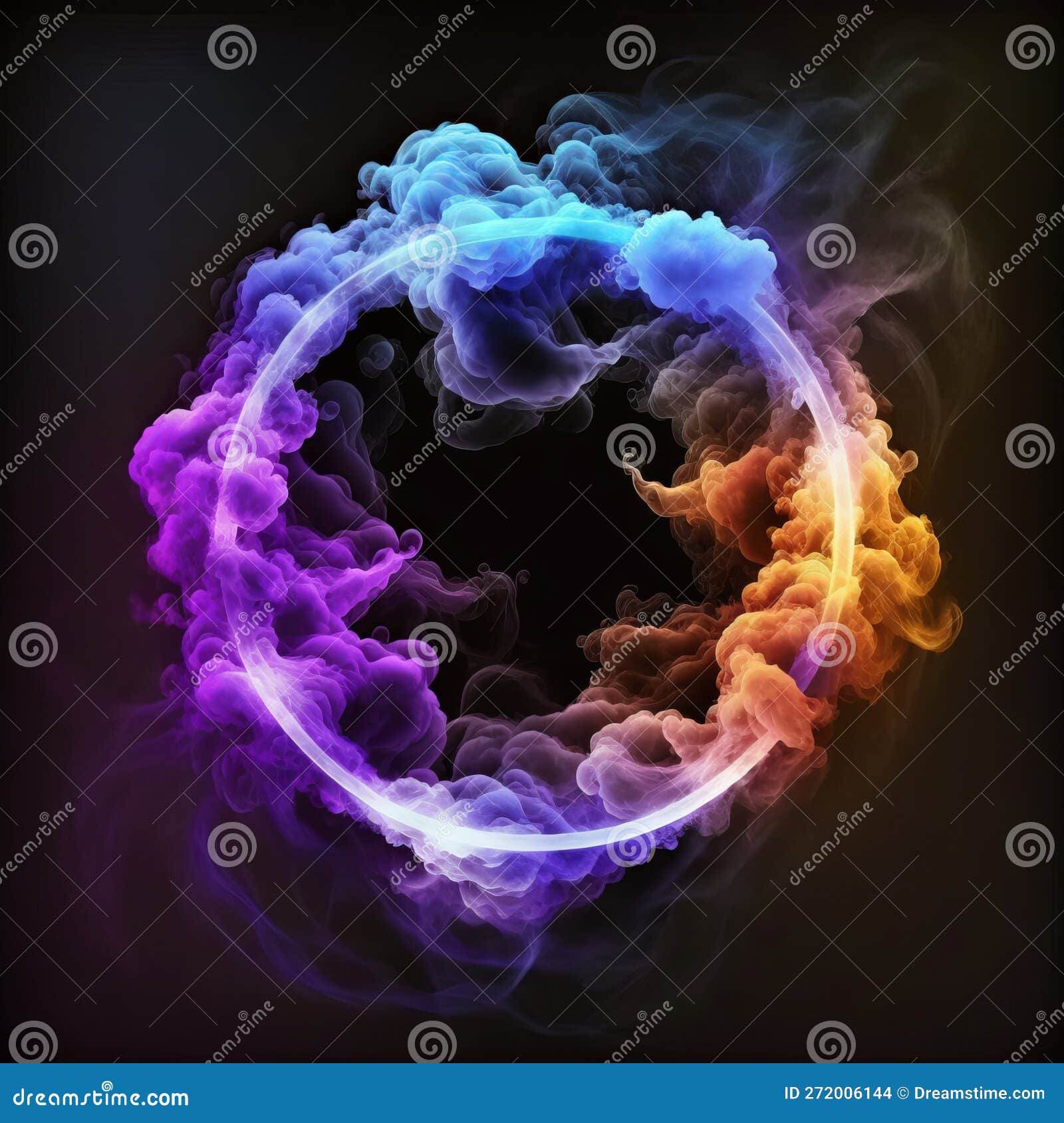 Illustration of Neon Smoke Exploding Outwards with Empty Center ...