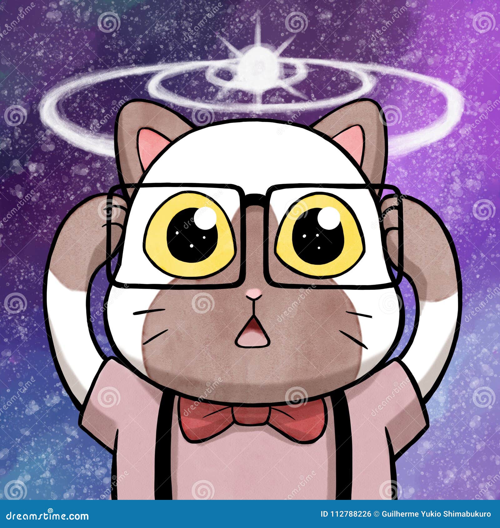 Nerd Cat Having A Big Revelation With Cosmic Explosion In Background ...