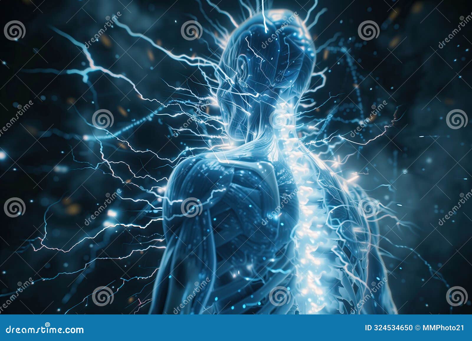 Illustration of Nerve Pain in the Neck and Spine Stock Illustration ...